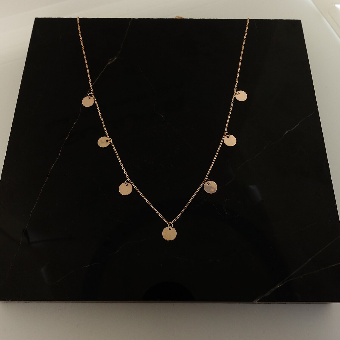 Dainty Gold Coin FRINGED Necklace Dangle Multi Coin Pendants - Etsy