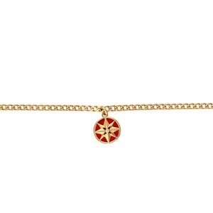 North Star Red Pendant | 14k Gold Curb Chain Bracelet W/ Polestar ...