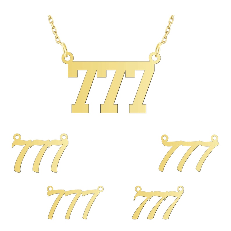 14k Gold 777 Angel Number Necklace | Lucky Minimalist Charm Necklace ...