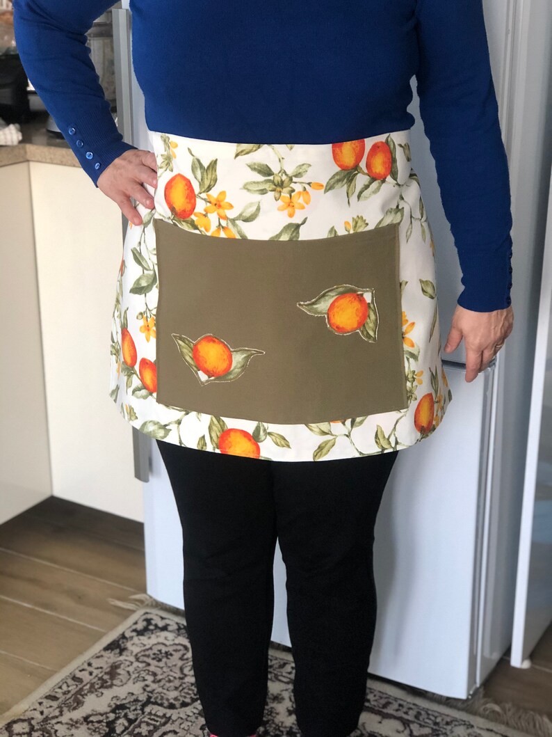 Orange Tree Half Apron and Oven Mitt Set Orange Waist Apron - Etsy
