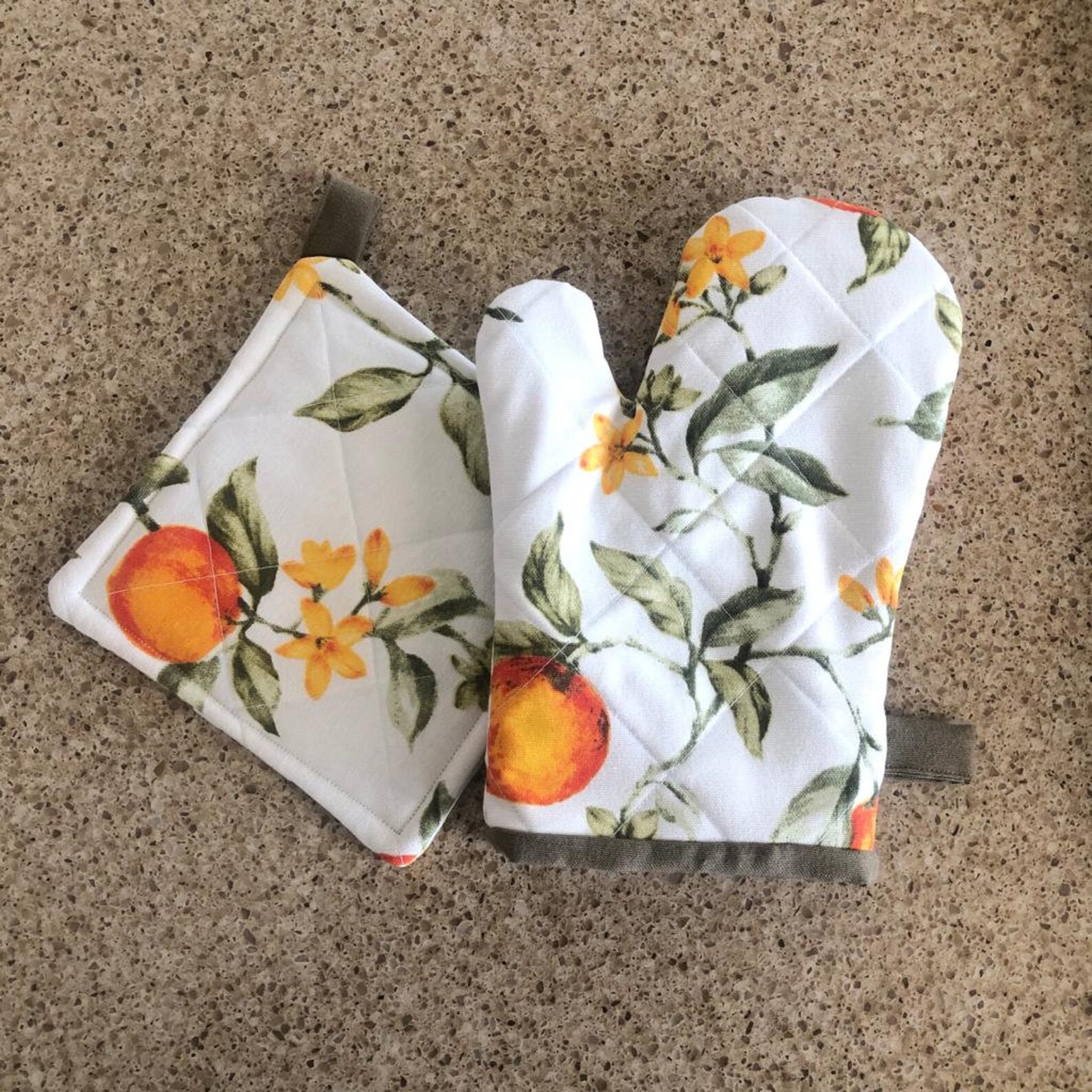 Orange Tree Half Apron and Oven Mitt Set Orange Waist Apron - Etsy