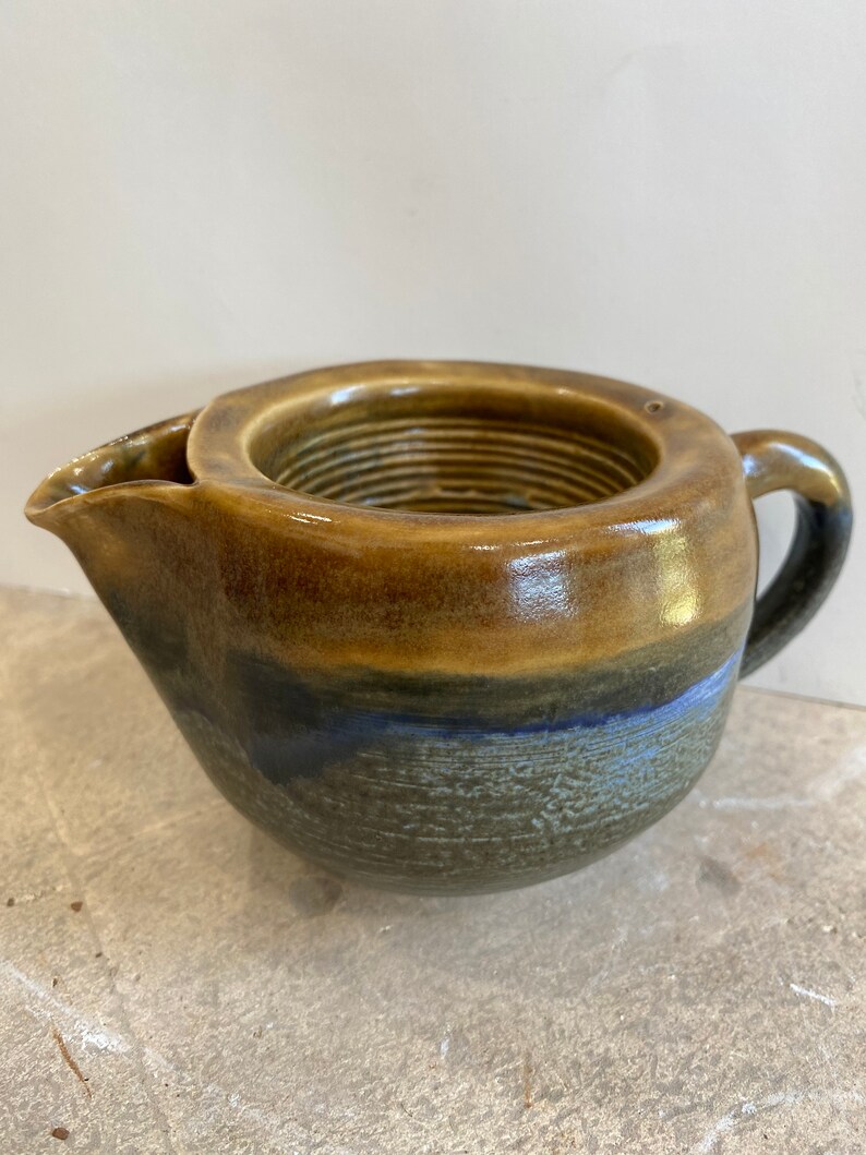 Scuttle Mug-brown & Blue - Etsy