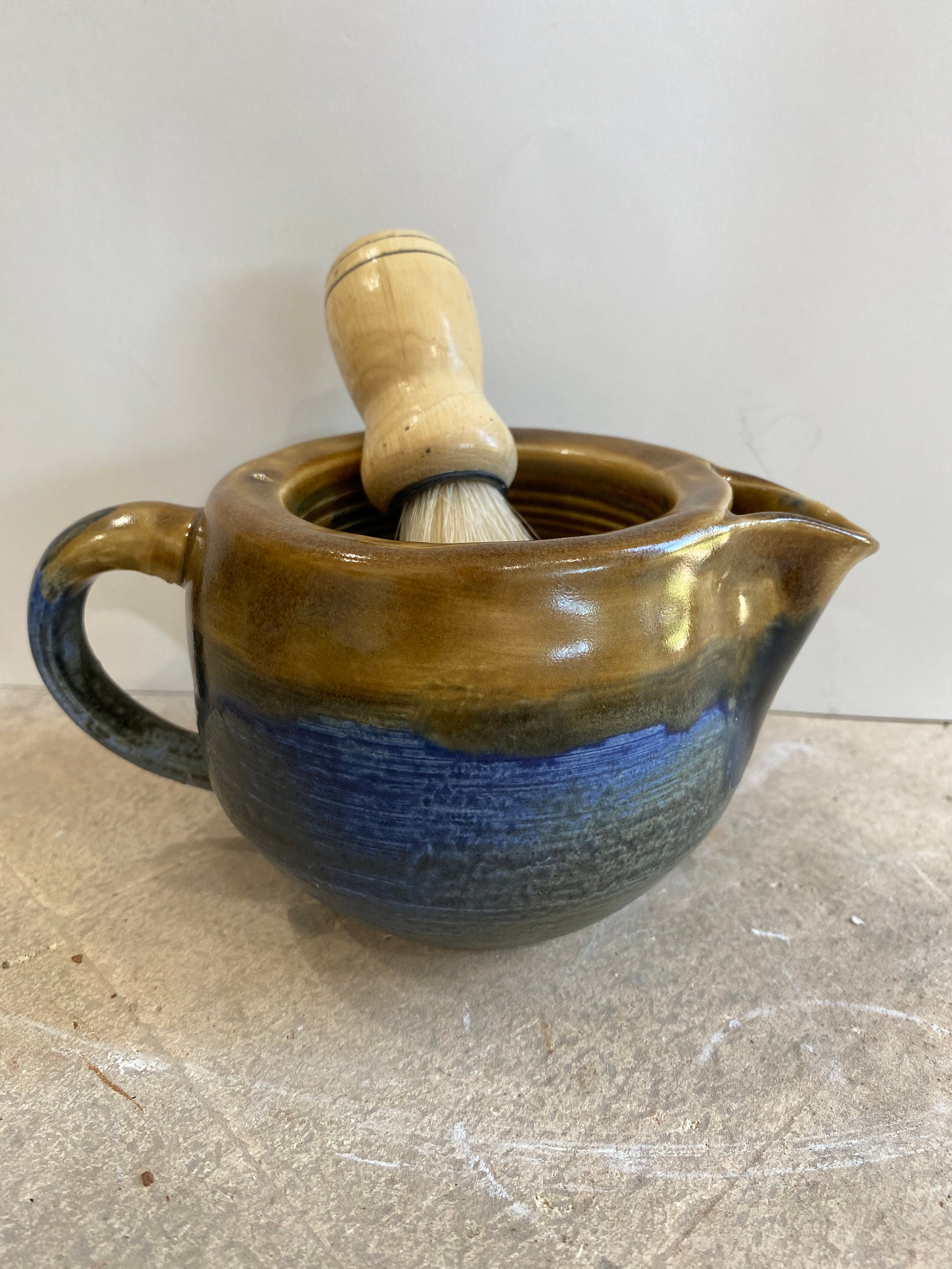 Scuttle Mug-brown & Blue - Etsy