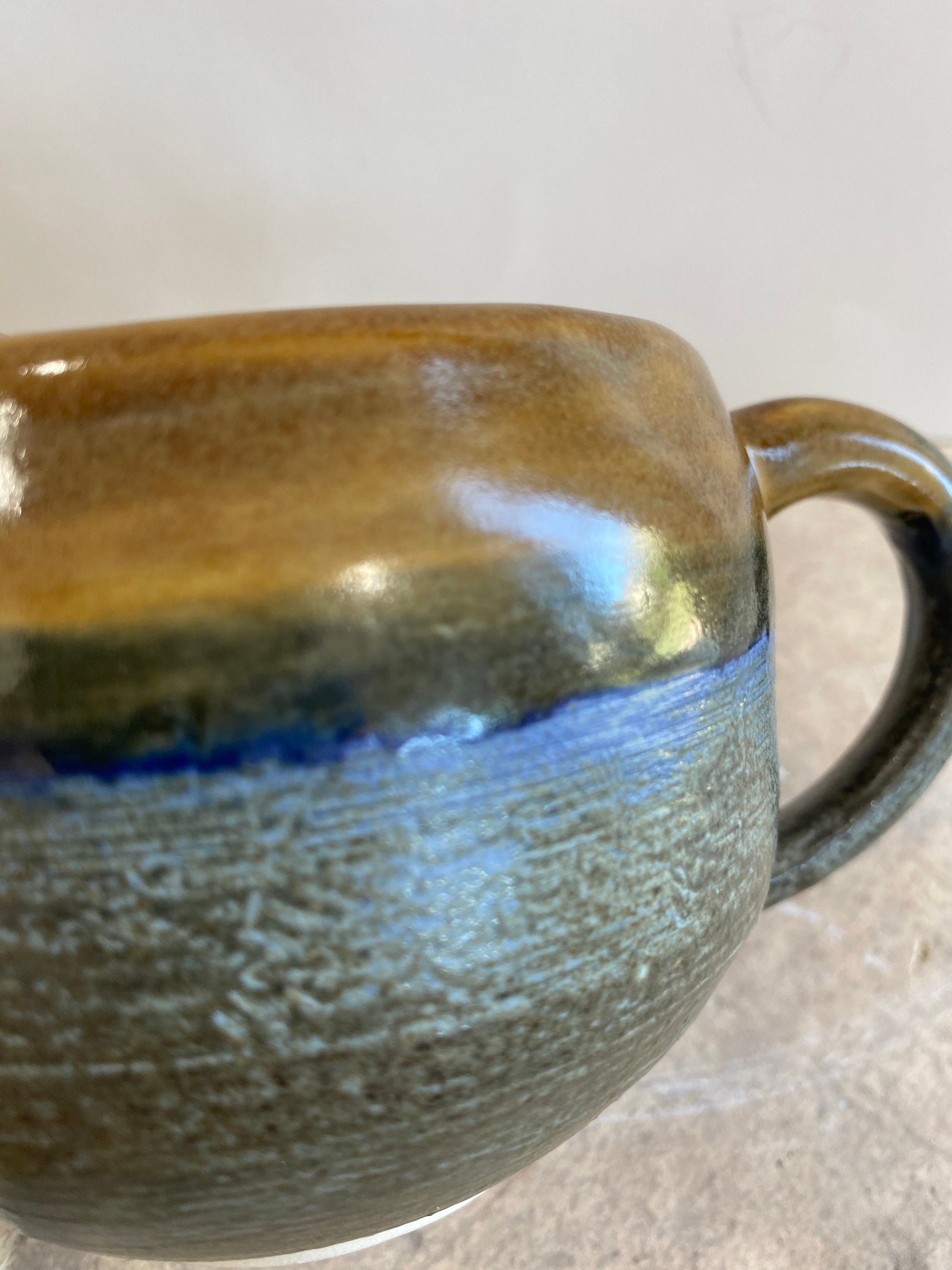 Scuttle Mug-brown & Blue - Etsy