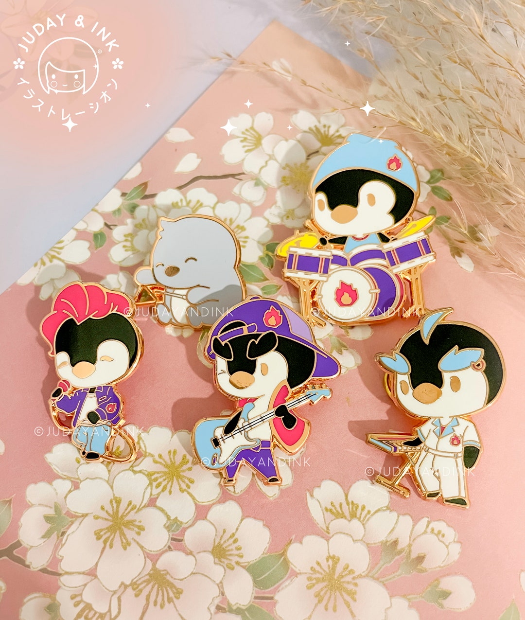 Sqwak & Roll: Rock Band Penguin Pins | Cute Lead Singer, Keyboardist ...