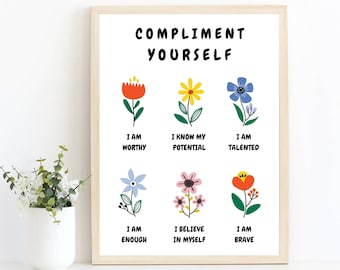 Growth Mindset Digital Poster, Positive Self Talk Print,therapist ...