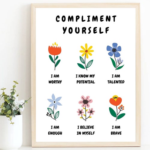 Daily Positive Affirmations Digital Posterself-talk - Etsy