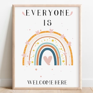 Everyone is Welcome Here Sign,counselor Office Decor,social Worker Art ...
