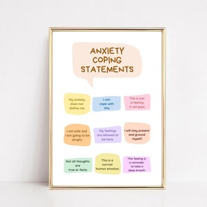 Anxiety Coping Statements Digital Poster,anxiety Help Mental Health ...