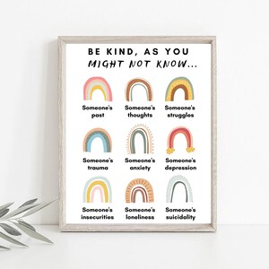 Be Kind Digital Therapy Office Poster,mental Health Classroom Decor ...