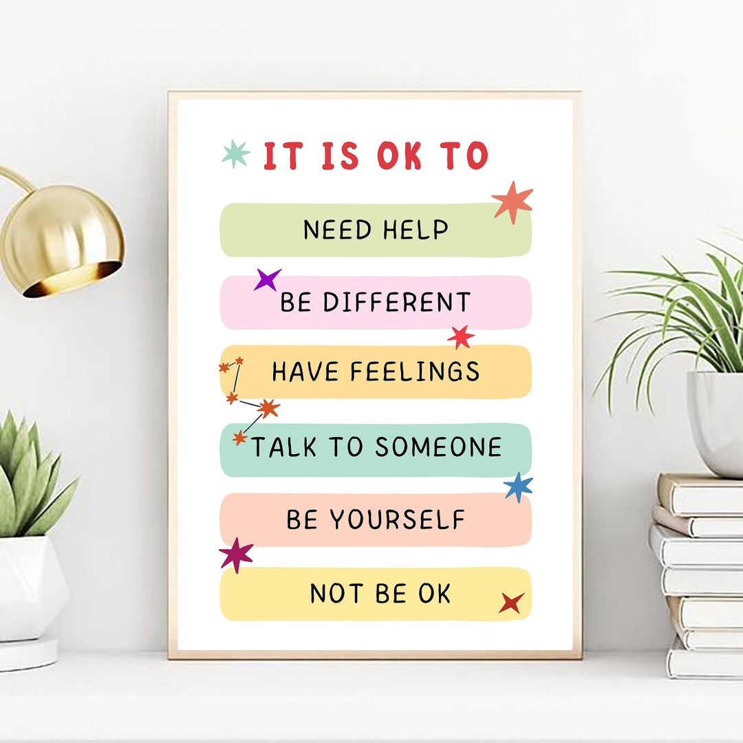 It's OK to Digital Poster Positive Affirmations Decor Mental Health ...