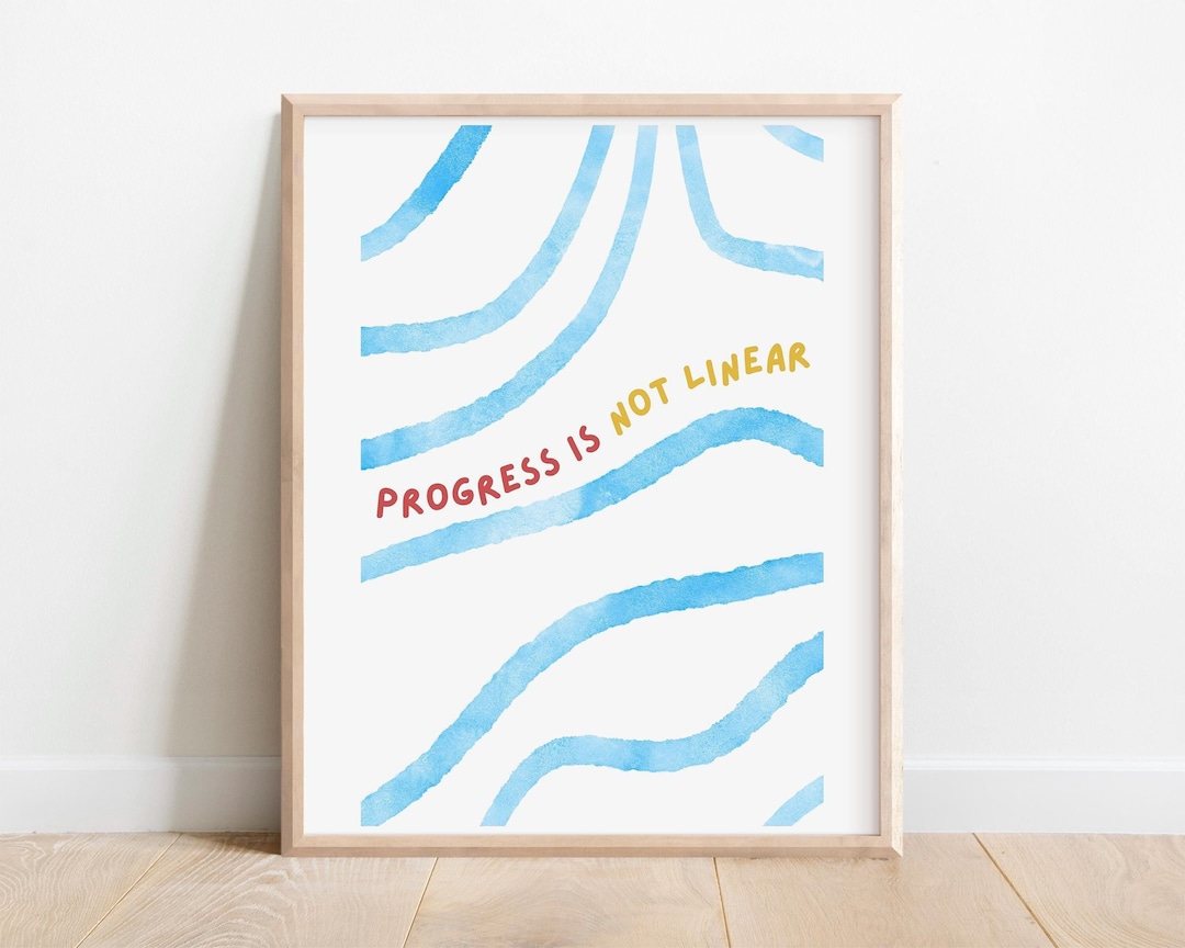 Progress is Not Linear Motivational Quote Calming Poster Therapist ...