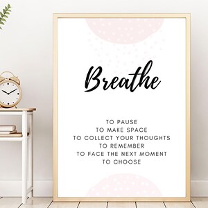 Breathing Therapy Printable, Mindfulness Poster, Counseling Office Wall ...