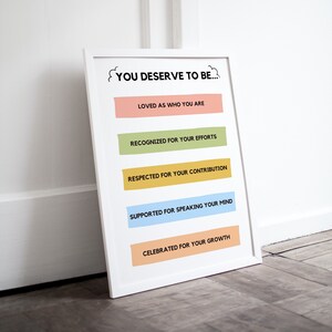 You Deserve Digital Poster,therapy Office Decor,happy Affirmations ...