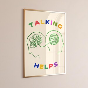Talking Helps Poster,therapy Office Decor,counsellor Office Art,mental ...