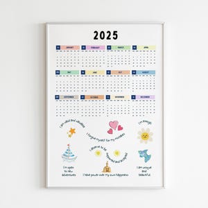 2025 Calendar Positive Affirmations Printable 2025 Wall Calendar New ...