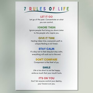 Rules of Life Affirmations Poster,therapy Office Decor,feelings Print ...