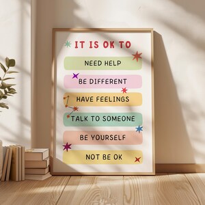 It's OK to Digital Poster Positive Affirmations Decor Mental Health ...