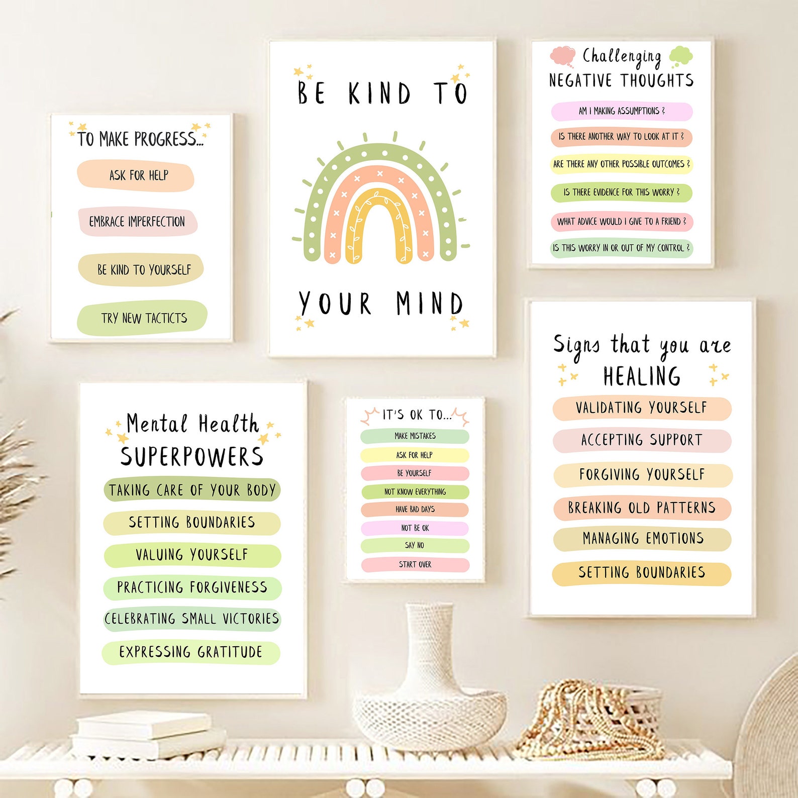 Calming Corner Posters,mental Health Print Set of 6 Decor Therapy ...