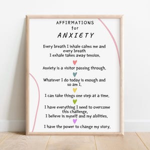 Anxiety Affirmations Poster: Mental Health Print (digital Download) - Etsy