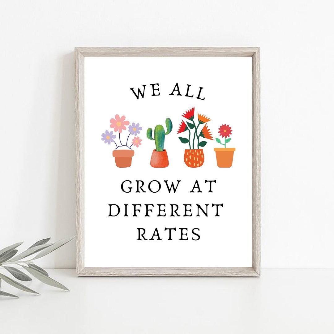 We All Grow Print: Therapy Office Decor, Motivational Poster (digital ...