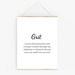 Grit Definition Digital Print, Inspirational Quote Poster, Motivational ...