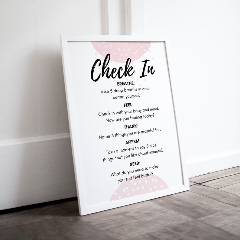 Self Care Check in Poster,therapy Office Decor,mental Health Wall Art ...