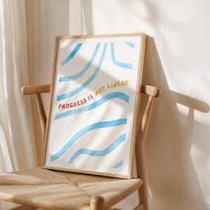 Progress is Not Linear Motivational Quote Calming Poster Therapist ...