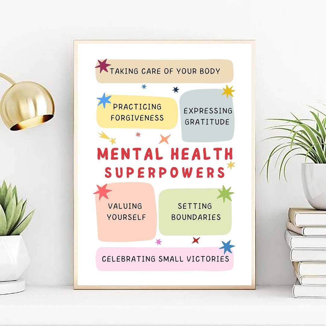 Mental Health Superpowers Printable School Counselor Print Therapy ...