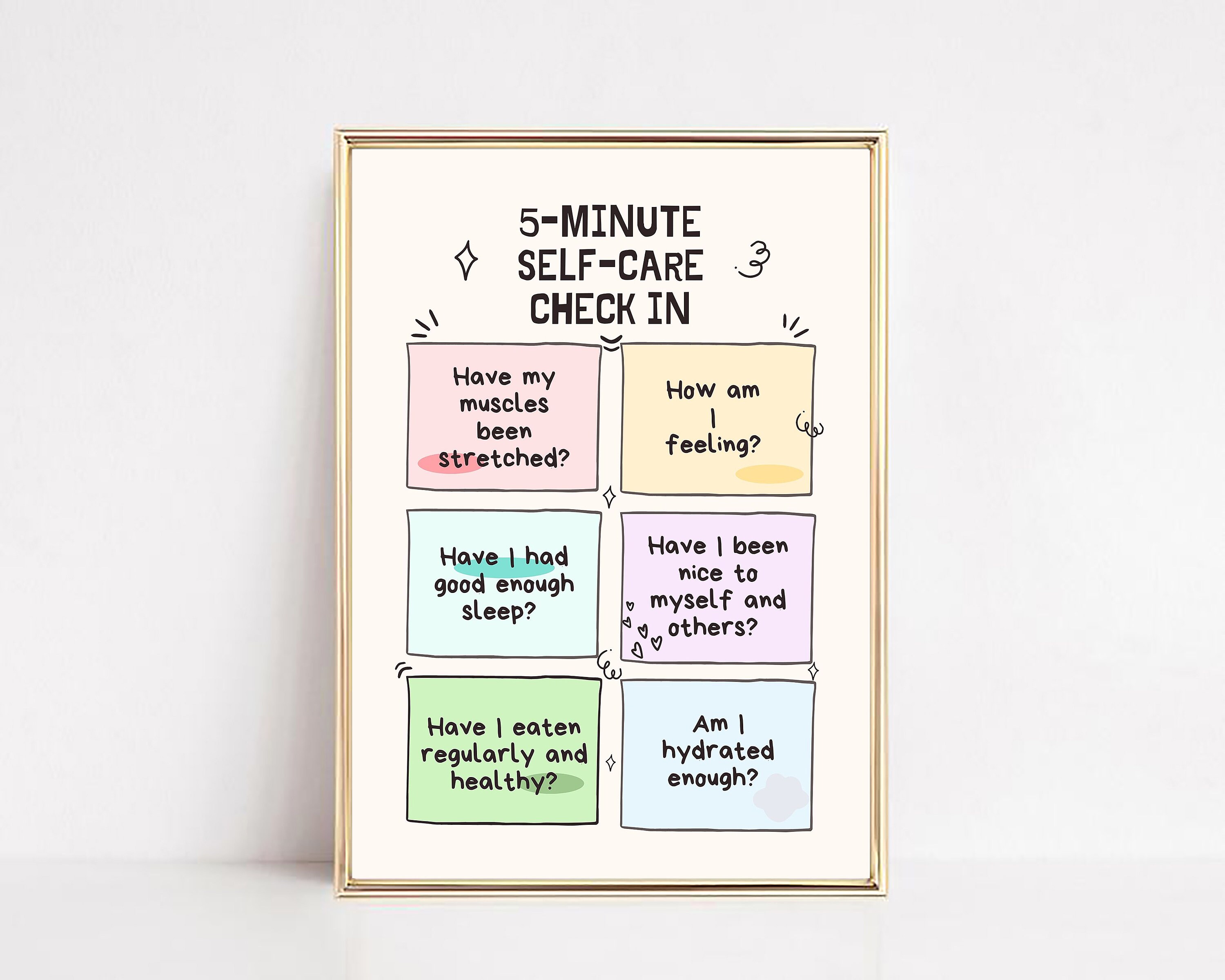 Self Care Check in Digital Poster Mental Health Art Well - Etsy