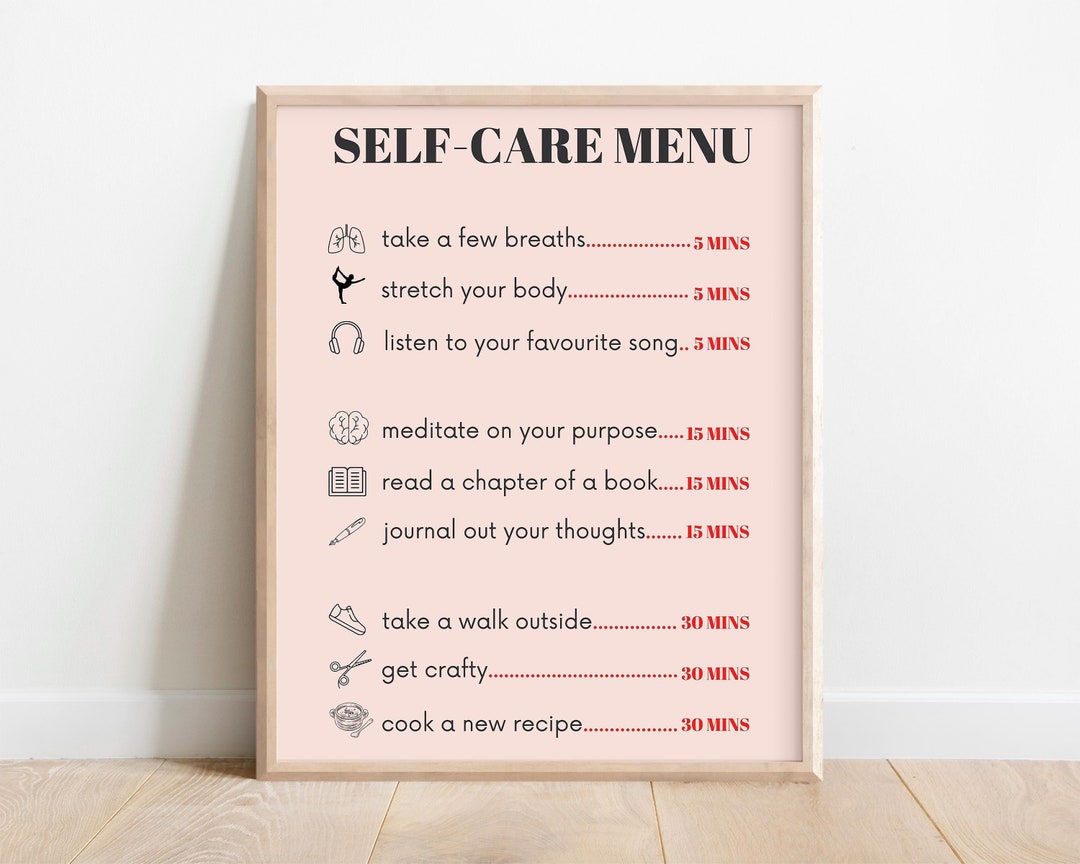 Self Care Poster Self Love Print,mental Health Therapy Art,calming Down ...
