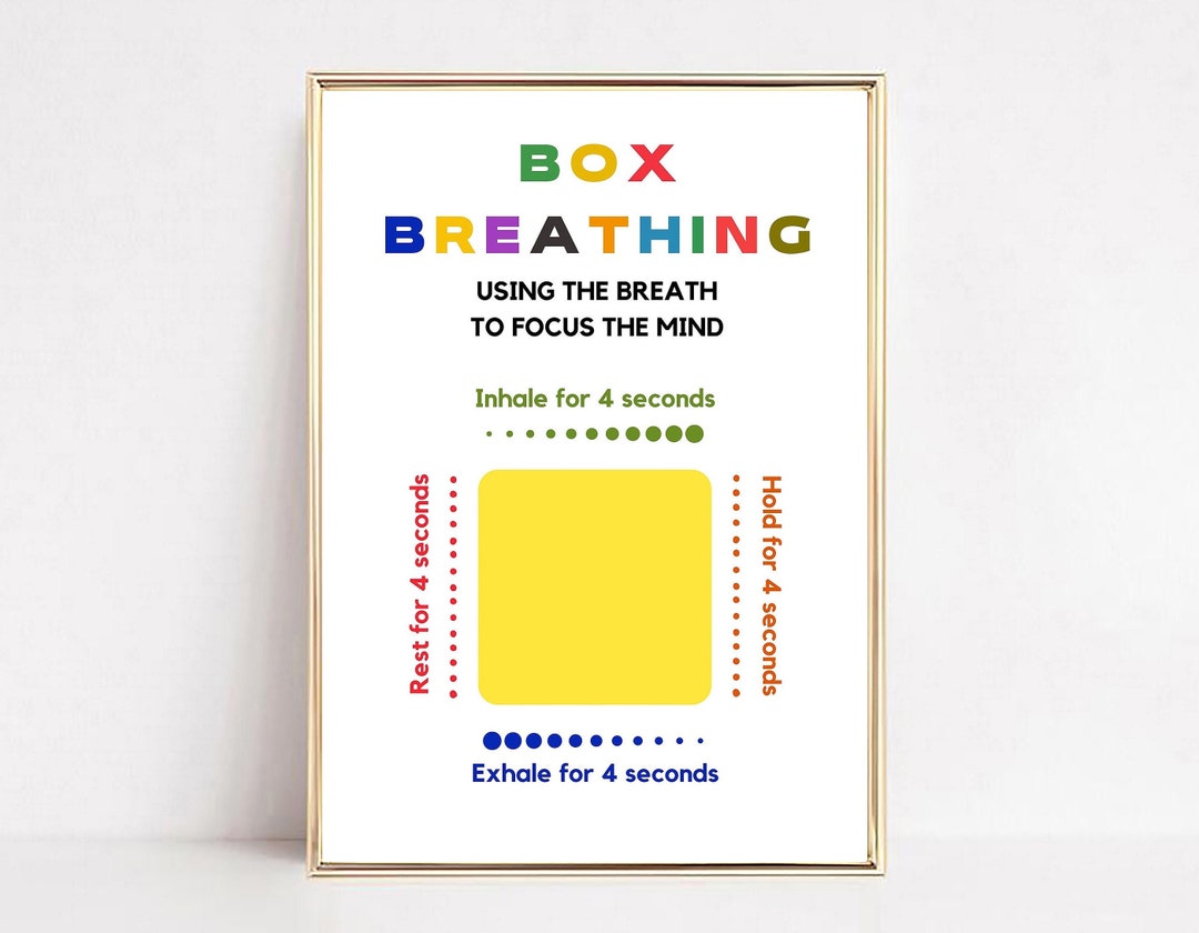 Box Breathing Digital Poster,therapy Office Decor,mindfulness Print ...