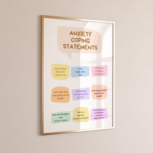 Anxiety Coping Statements Digital Poster,anxiety Help Mental Health ...
