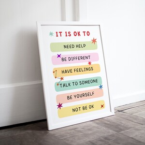 It's OK to Digital Poster Positive Affirmations Decor Mental Health ...