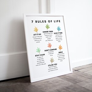 7 Rules of Life Digital Poster,positive Affirmations Print,therapy ...
