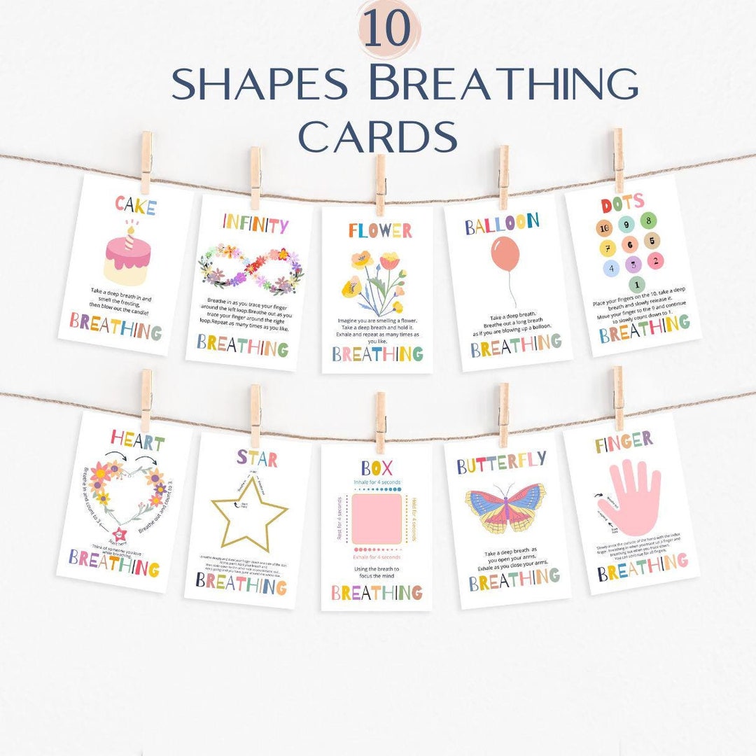 10 Breathing Cards Coping Skills Calm Down Corner Grounding Technique ...