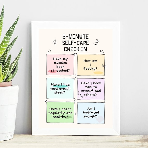 Self Care Check in Digital Poster Mental Health Art Well - Etsy
