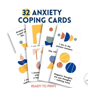 Anxiety Coping Cards Affirmation Cards Therapy Tools Mental Health Art ...