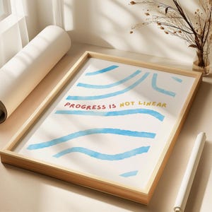 Progress is Not Linear Motivational Quote Calming Poster Therapist ...