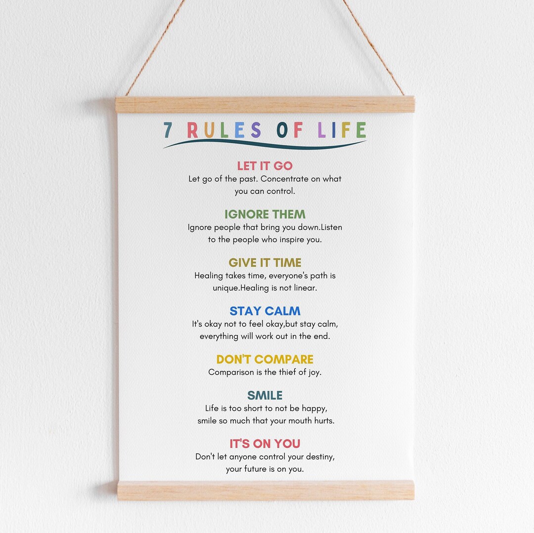 Rules of Life Affirmations Poster,therapy Office Decor,feelings Print ...