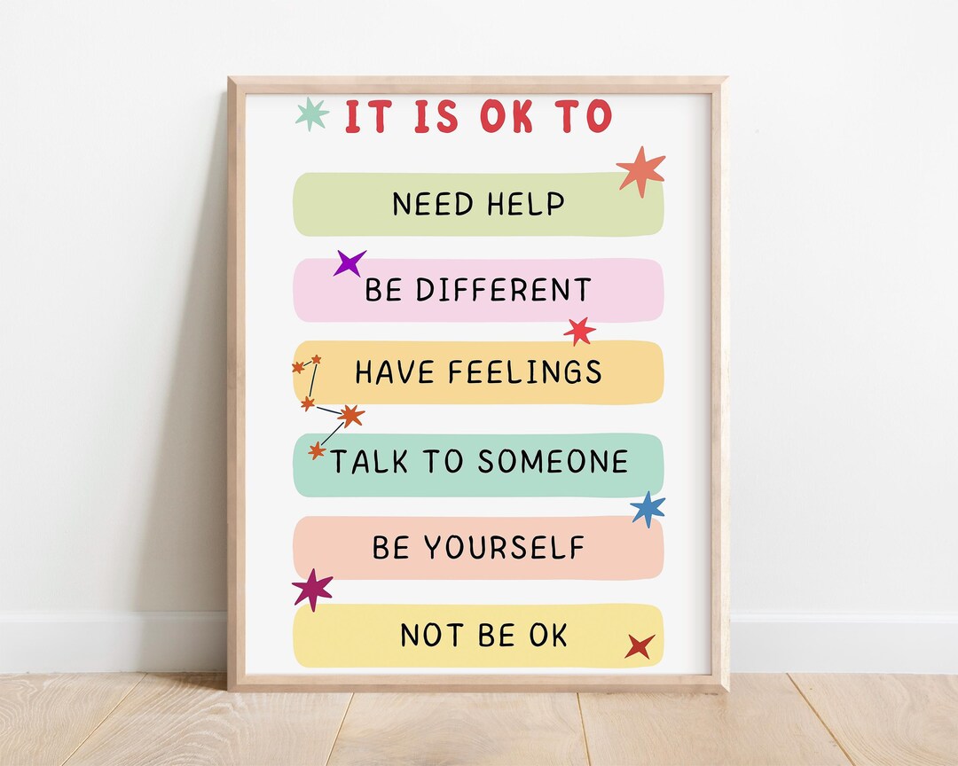 It's OK to Digital Poster Positive Affirmations Decor Mental Health ...