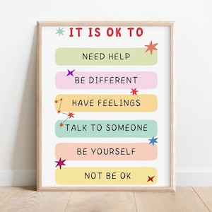 It's OK to Digital Poster Positive Affirmations Decor Mental Health ...