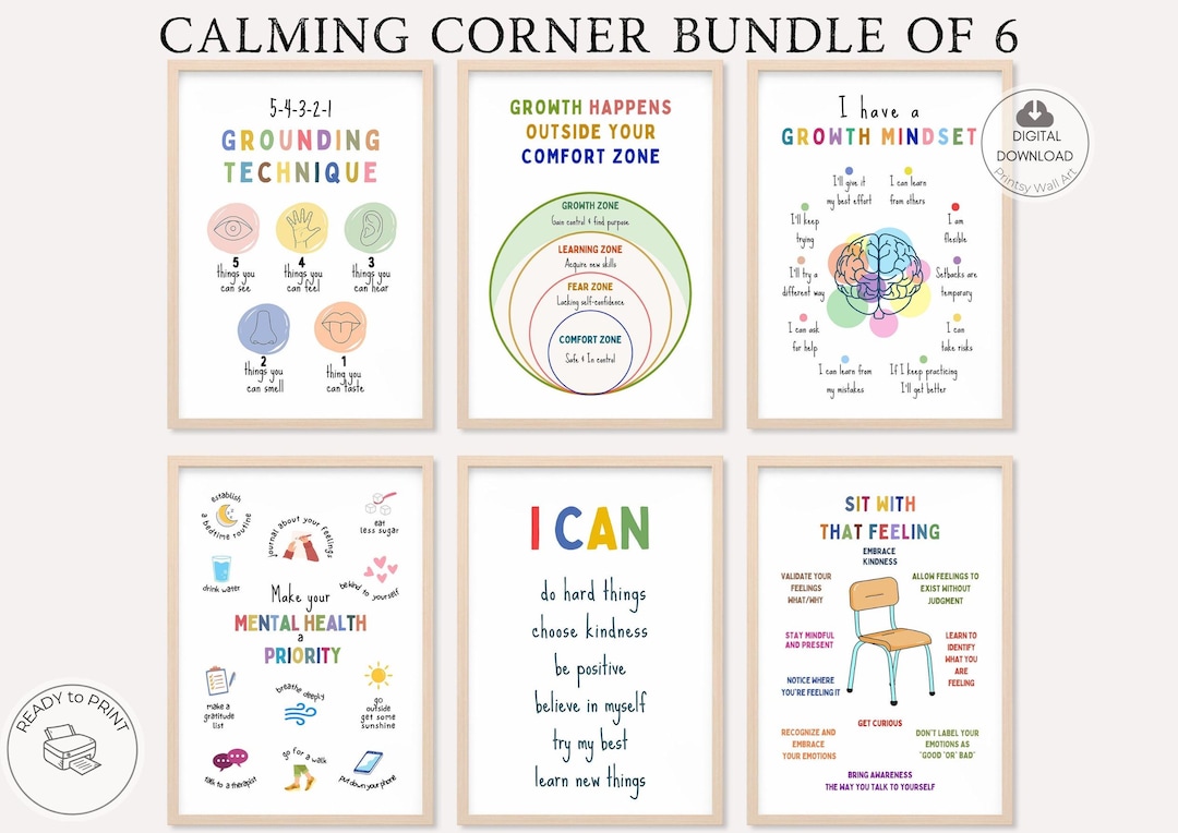 Calm Down Poster Bundle Counselor Therapy Office Decor Classroom ...
