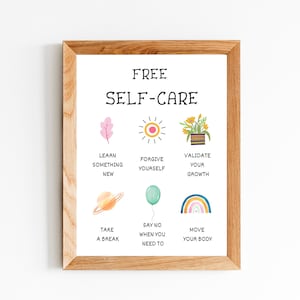 Self Care Digital Poster, Self Love Print, Mental Health Art, Well ...
