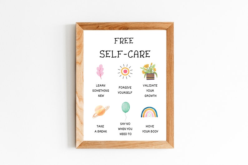 Self Care Digital Poster Self Love Print Mental Health Art - Etsy