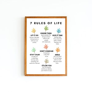 7 Rules of Life Digital Poster,positive Affirmations Print,therapy ...