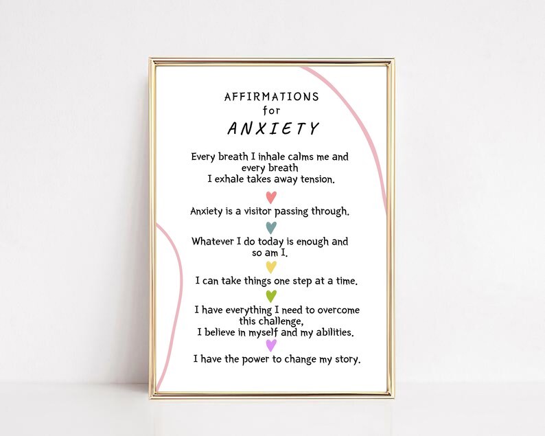 Positive Affirmations for Anxiety Digital Posterself-talk - Etsy