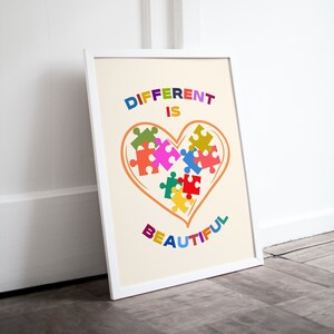 Different is Beautiful Digital Poster,autism Awareness Print,adhd Art ...