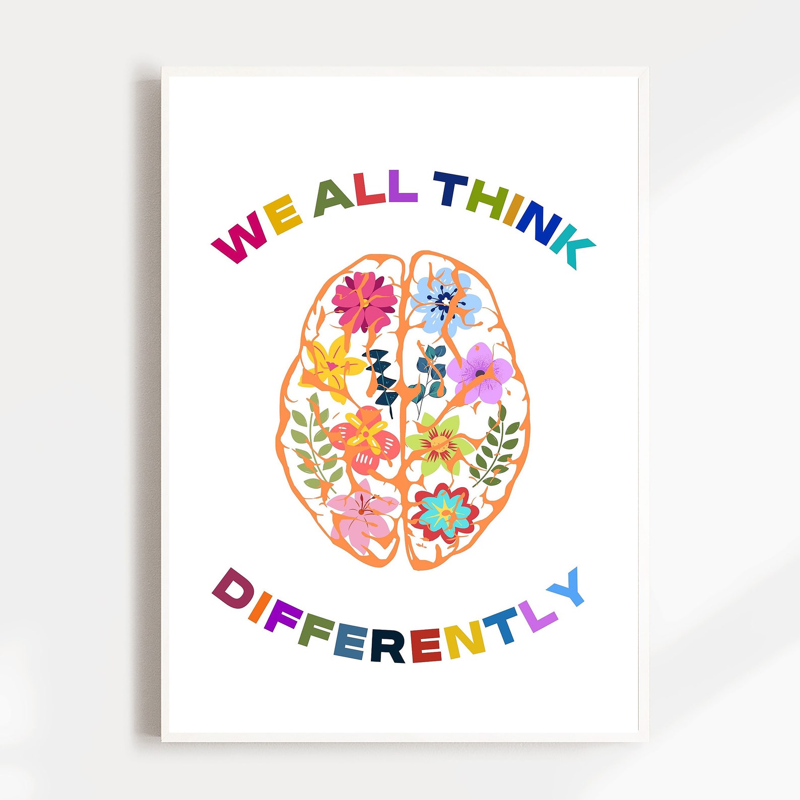 Neurodiversity Poster,we All Think Differently Digital Print,brain Art ...