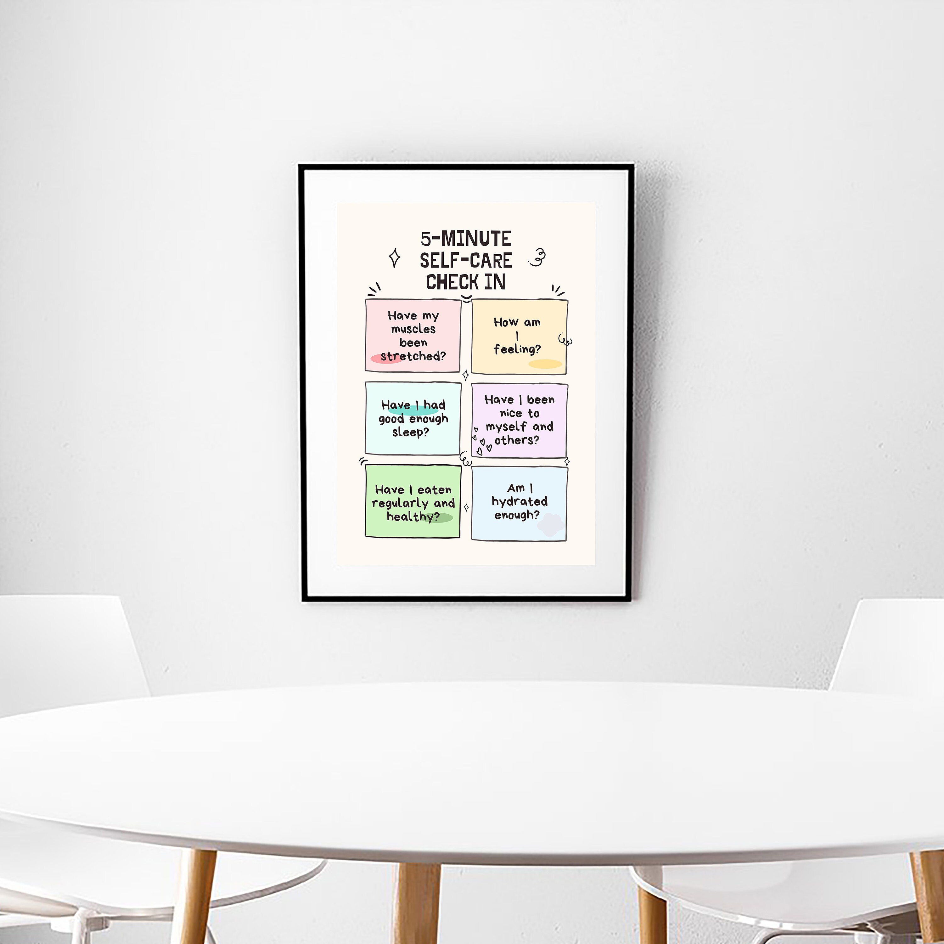 Self Care Check in Digital Poster Mental Health Art Well - Etsy